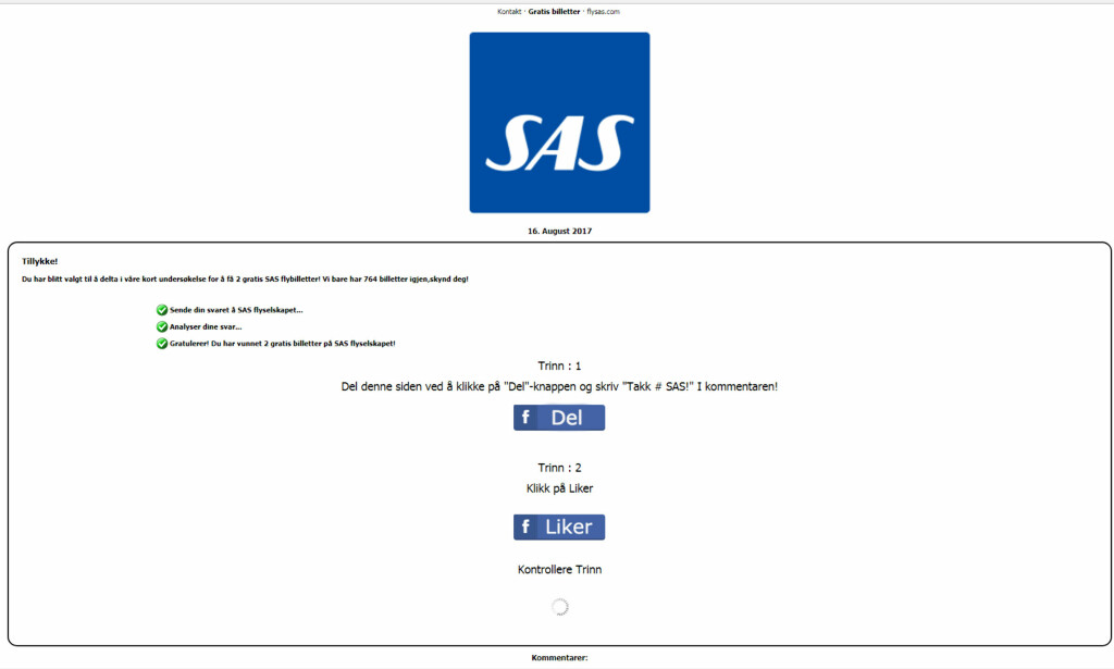 Svindel og SAS-flybilletter - Advarer mot falske SAS-billetter: - Dette ...